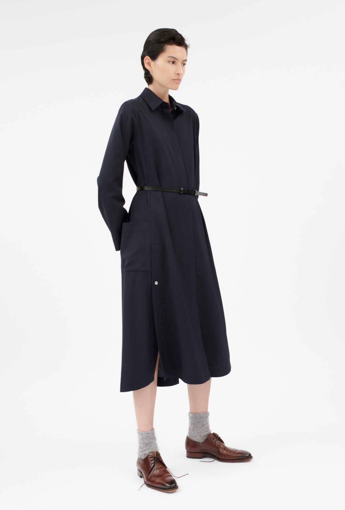 LIGHT WEIGHT WOOL Kleid, Navy – ODEEH