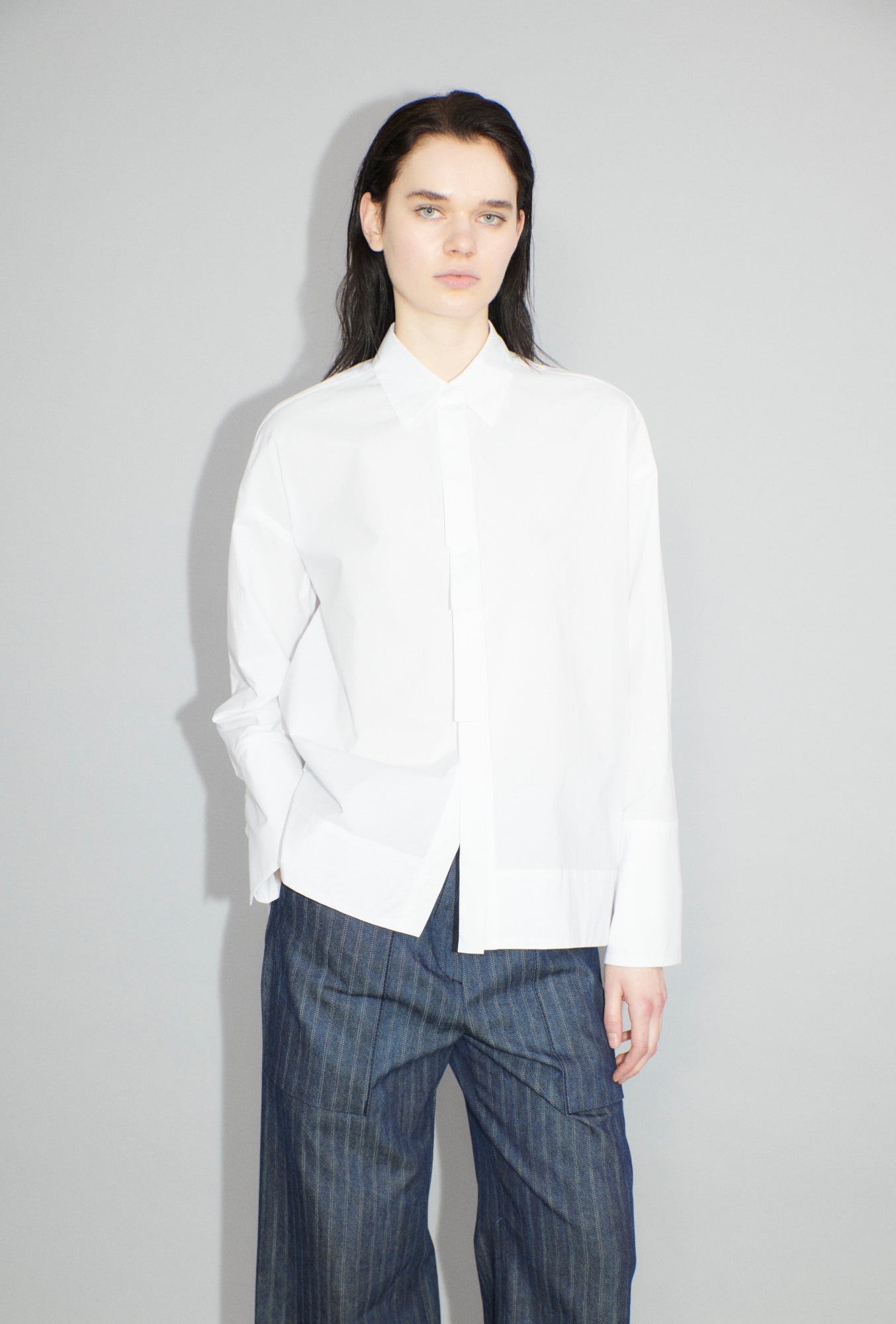 Crushed Popeline Bluse, White – ODEEH